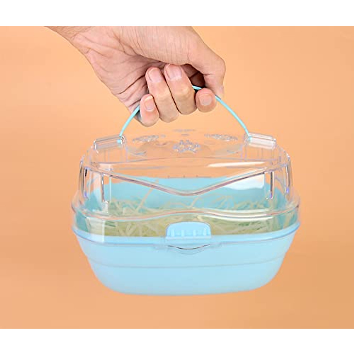 Portable Carrier Hamster Carry Case Cage with Water Bottle Travel&Outdoor for Hamster Small Animals (Blue)