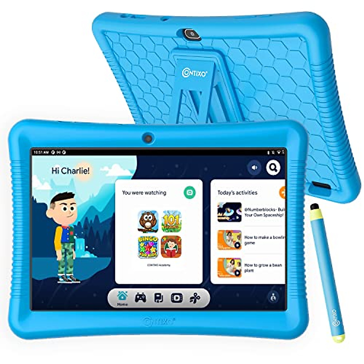 Contixo Kids Tablet K102, 10-inch HD, Ages 3-7, Toddler Tablet with Camera, Parental Control, Android 10, 32GB, WiFi, Learning Tablet for Children with Teacher's Approved Apps and Kid-Proof Case Blue