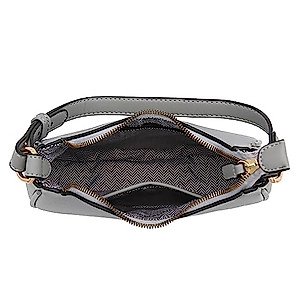 FashionPuzzle Small Crescent Shoulder Bag Underarm Purse (Light Grey)
