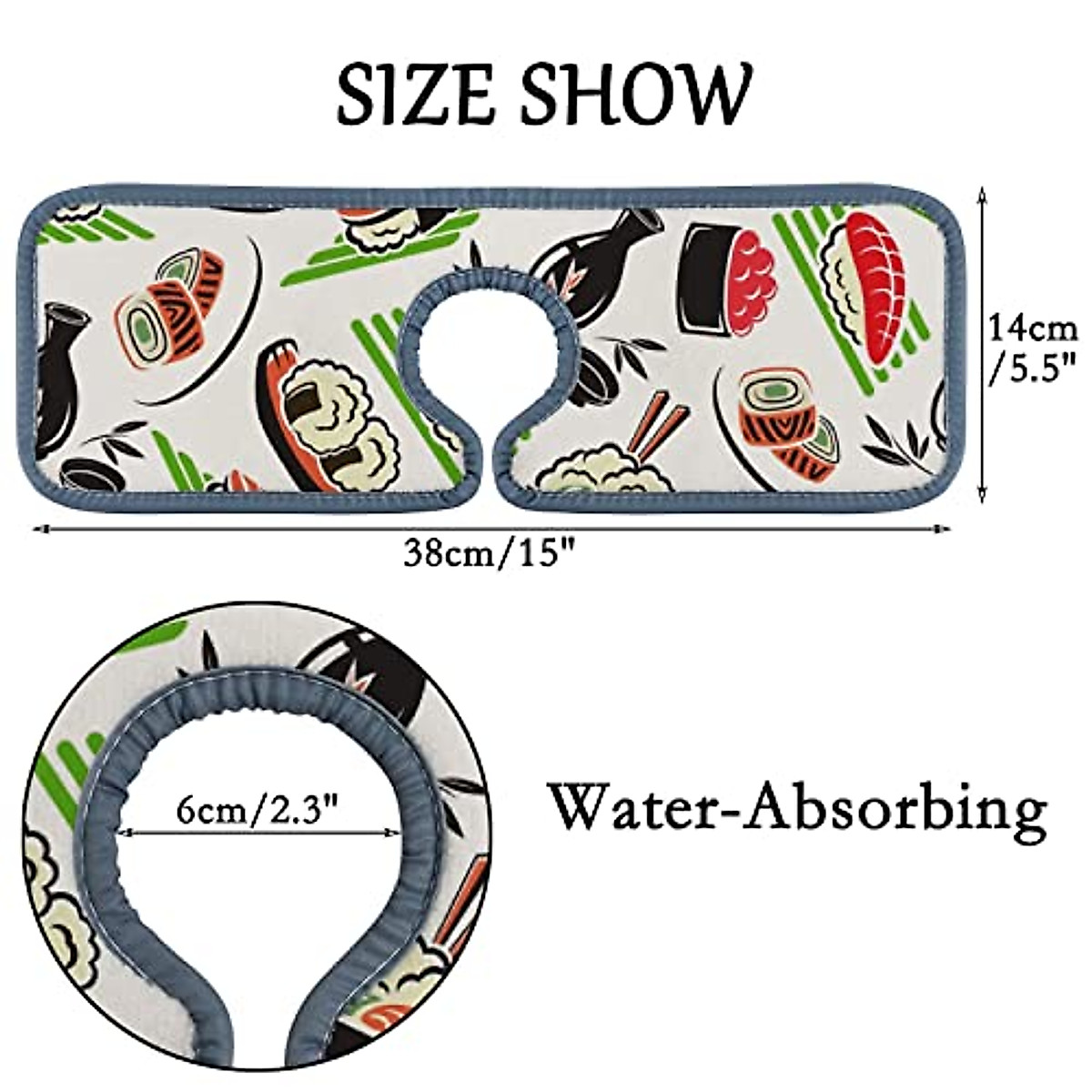 Absorbent Kitchen Faucet Mat 4 Pieces Japanese Seafood Cuisine Faucet Sink Splash Guard Bathroom Counter and RV,Faucet Counter Sink Water Stains Preventer