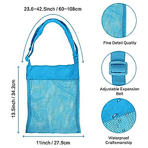 RIMOBUL Sand Away Beach Treasures Seashell Pocket Mesh Bags - Set of 2 (Large) (Baby Blue)