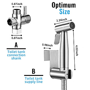 Handheld Bidet Sprayer for Toilet - Stainless Steel Portable Bathroom Bidet Jet Sprayer Set with Water Pressure Control - Cloth Diaper Sprayer for Baby Feminine Wash, Wall or Toilet Mount