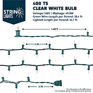 Joiedomi Clear Christmas Lights Outdoor, 400(4x100) Counts 105.6FT Christmas Tree Lights Indoor, Warm White String Lights, Green Wire Xmas Lights Decorations for Holiday Event Wedding Party Decor