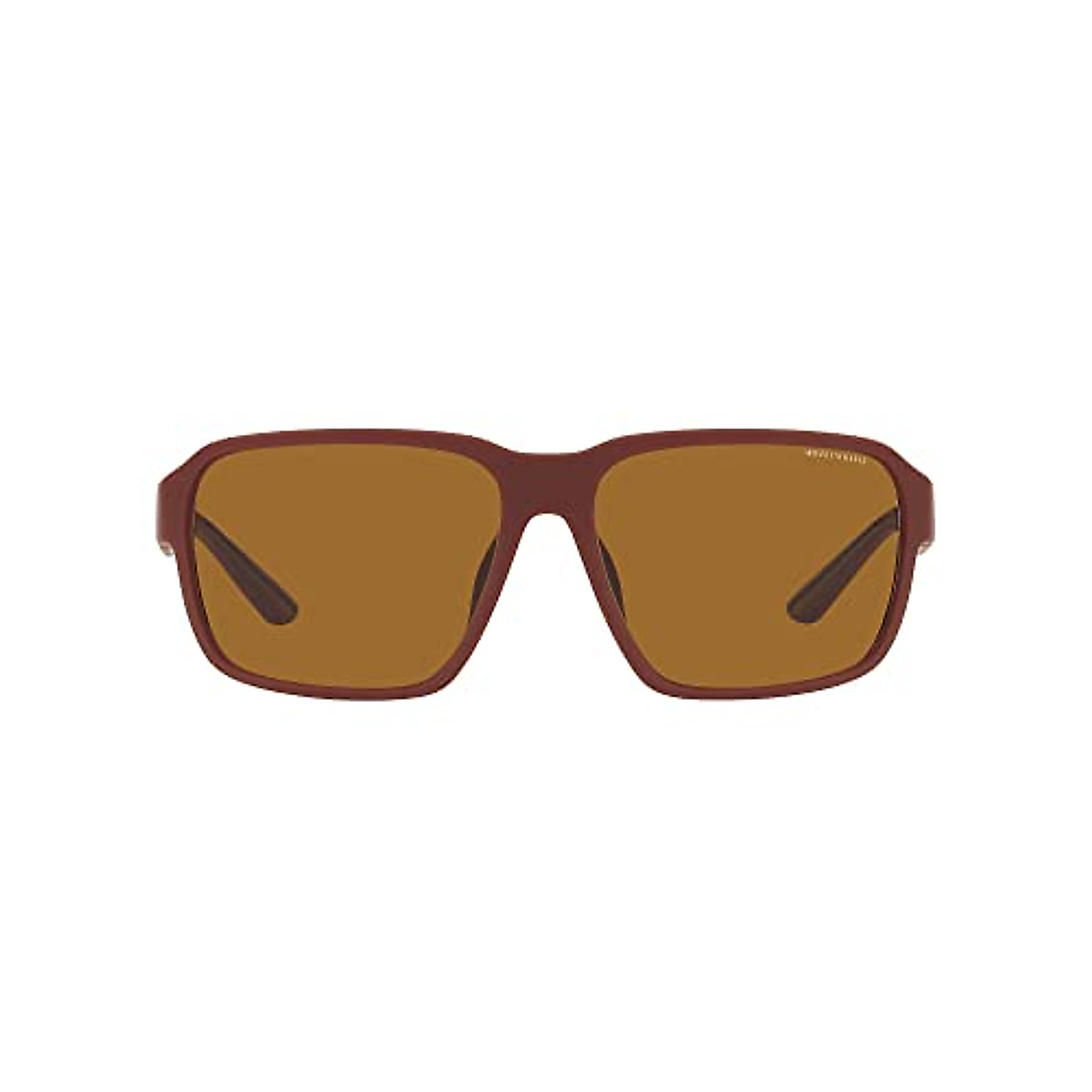 A|X ARMANI EXCHANGE Men's AX4131SU Universal Fit Square Sunglasses, Matte Red/Brown Polarized, 64 mm