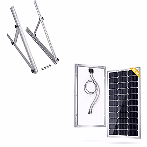 BougeRV 9BB 100 Watts Mono Solar Panel and 28in Adjustable Solar Panel Tilt Mount Brackets