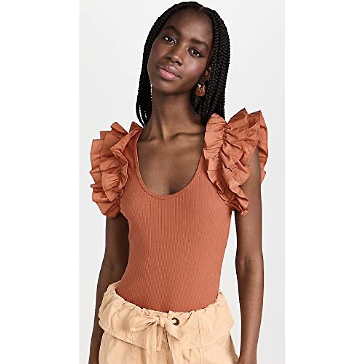 Ulla Johnson Women's Koa Top, Auburn, Orange, M