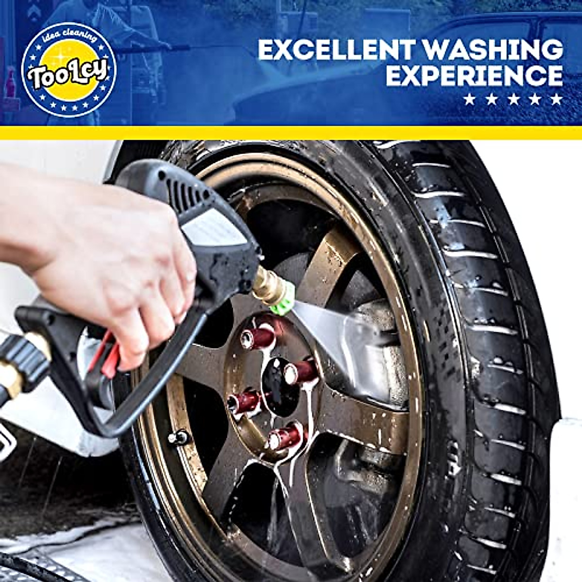 TOOLCY Pressure Washer Short Gun, Commercial 5000 PSI / 10.5 GPM with Nozzle Tips, 3/8" Swivel USA-NPT Thread x Quick Socket, Sturdy Design for Gas Power Washer