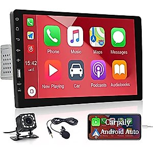Single Din Car Stereo with Apple Carplay Android Auto , 9 Inch Touch Screen Car Radio with Mirror Link Universal Car Multimedia Player with Bluetooth FM/AM Radio EQ Setting+ Backup Camera