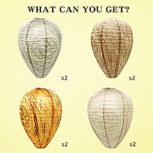 Wasp Nest Simulation Light Nesting, Fake Wasp Nest Bee Paper Lanterns, Hanging Wasp Repellent and Deterrent, Paper Drive Beehive Lantern for House Corner and Garden Outdoor, 8pcs