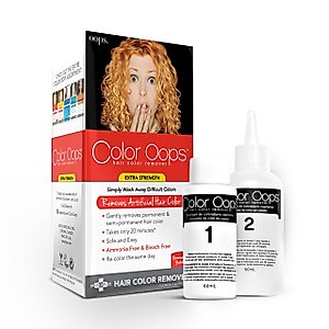 Color Oops Extra Strength Hair Color Remover, 1 Application, Hair Dye Remover Processes in 20 Minutes, Safely Removes Permanent & Semi-Permanent Dye, Ammonia & Bleach Free