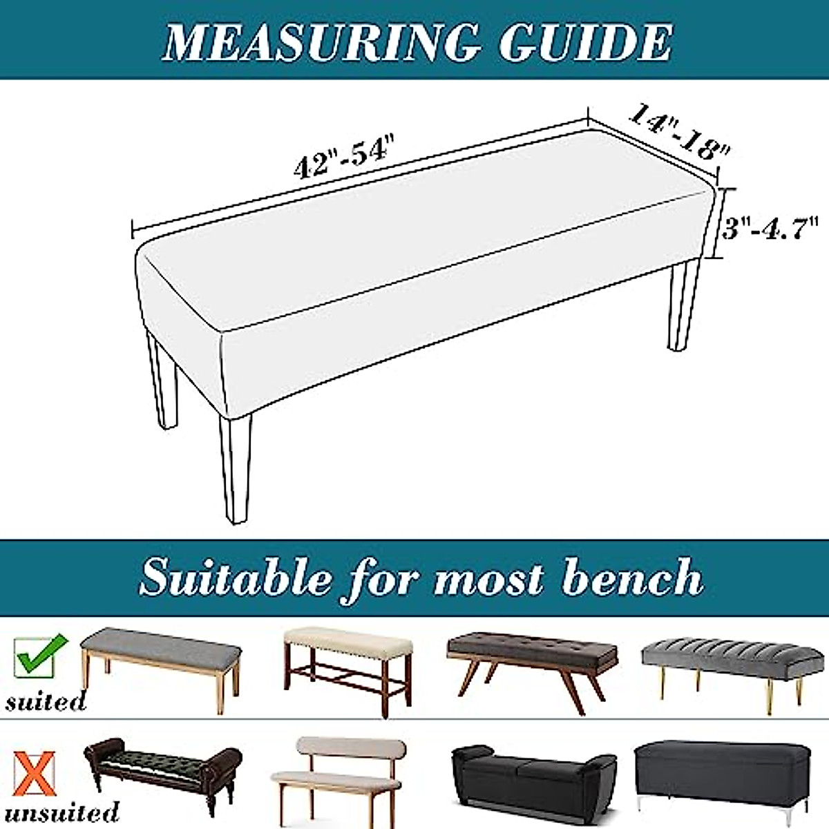 HFCNMY Bench Covers for Dining Room,Waterproof PU Dining Bench Cover Removable Bench Covers Stretch Washable Bench Seat Covers for Dining Room Bench Slipcover Black