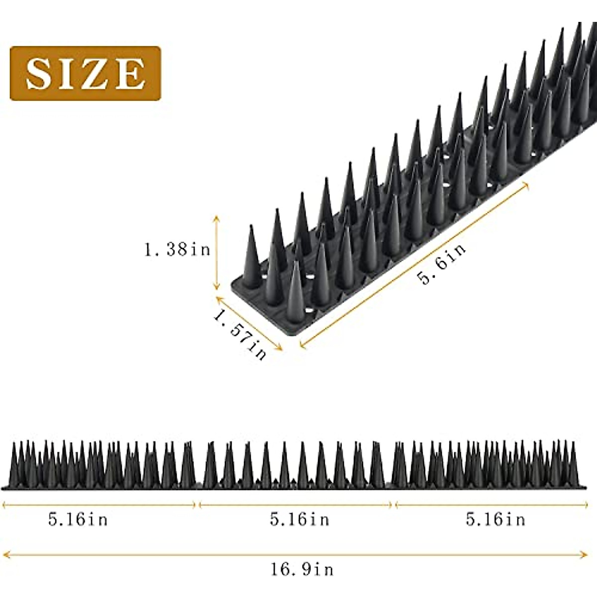 USKICH Bird Spikes 30 Packs Outdoor Cat and Bird Deterrent Spikes, Defender Spikes - Keep Pigeon, Cat & More Birds Away from Fences and Roof, Anti Theft Climb Strips (2023 Upgraded | 42.3 feet)