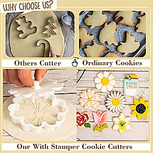 Flycalf Sunflower Cookie Cutters Flower with Plunger Stamps Holiday PLA Baking Accessories Cutter Molds Decorative Party 3.5" Kitchen Cake Supplies