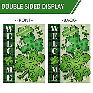 Furiaz Welcome St. Patrick's Day Small Decorative Garden Flag, Shamrock Clover Lucky Yard Outside Decorations, Irish Farmhouse Luck Burlap Outdoor Home Decor Double Sided 12 x 18