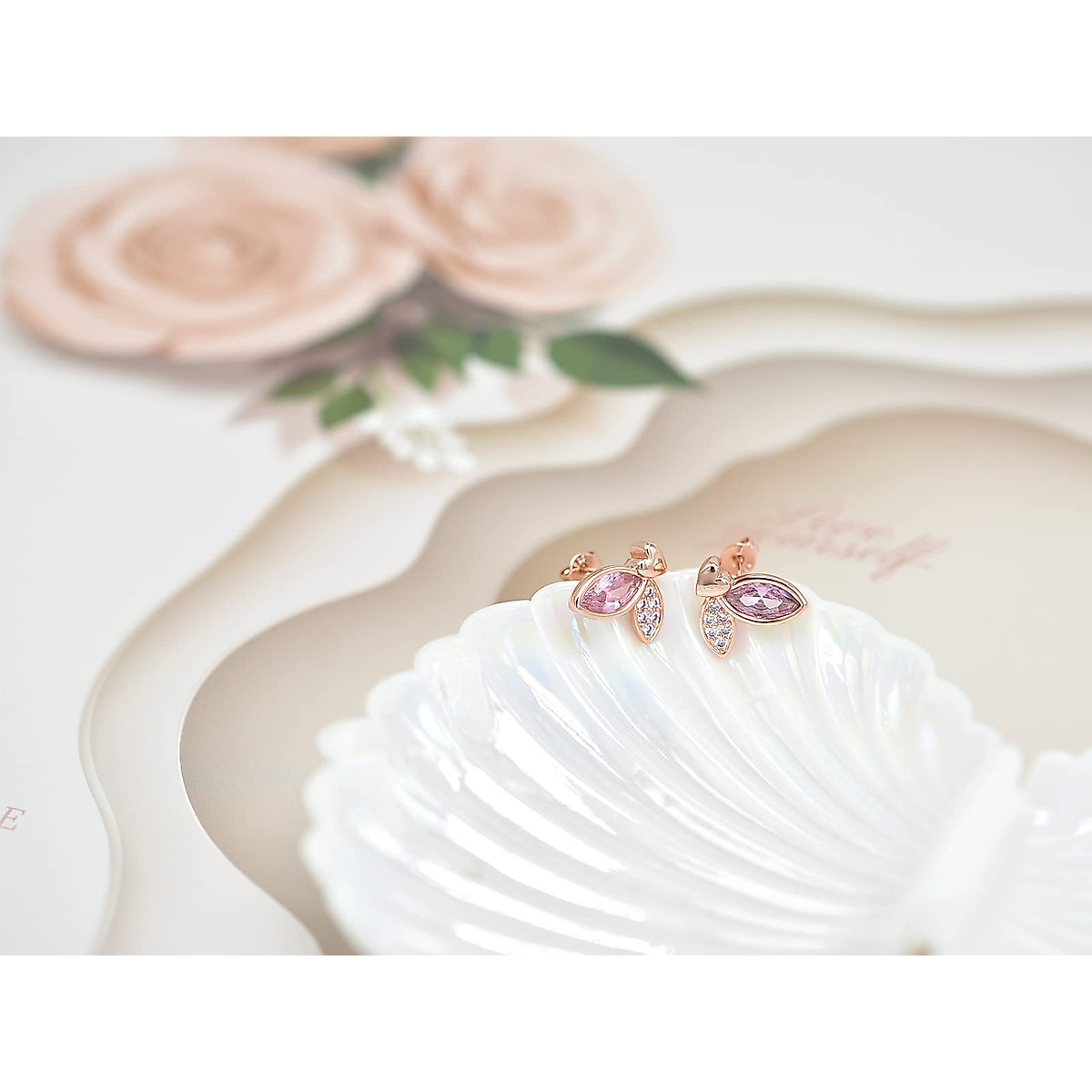 Butterfly Stud Earring for Girls - Sterling Silver Cubic Zirconia Half Butterfly Wing Earrings Dainty Hypoallergenic Heart Studs Earrings for Sensitive Ears Birthday Jewelry Gifts for Women Daughter