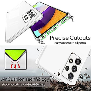 NALIA Necklace Cover Compatible with Samsung Galaxy A52 5G / A52 / A52s 5G Case, Transparent Protector with Band, Hardcase & Adjustable Holder Strap, Easy to Carry Crossbody, Color:Black