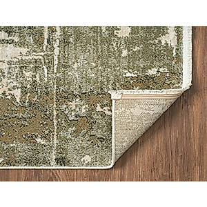 Abani Savoy Collection Area Rug - Contemporary Green/Cream Design - 5'3" x 7'6" - Easy to Clean - Durable for Kids and Pets - Non-Shedding - Medium Pile - Soft Feel -for Living Room, Bedroom & Office