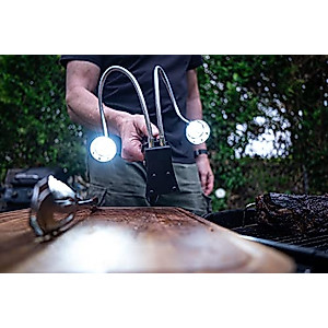 BBQ Dragon Double Extreme Grill Light - Super Bright Dual LED BBQ Lights for Grill - 360° Flexible Stainless Steel Gooseneck - Great BBQ Grill Accessories - Weather Resistant, Batteries Included
