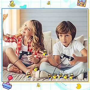 Leitee 24 Sets Video Game Party Favors Rubber Ducks with Mini Headset Glasses and Controllers Cute Bath Rubber Ducks Small Bathtub Accessories Toys for Birthday Swimming Party Favors Decoration