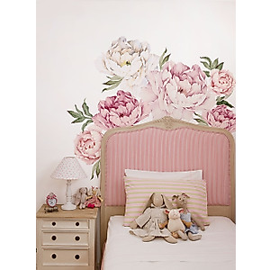Simple Shapes Peony Flower Wall Sticker - Mixed Pink