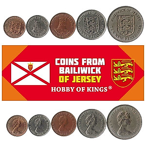 Bailiwick of Jersey 5 Mixed Coins | 5 Penny to 10 Pence | Jersey Currency Since 1971