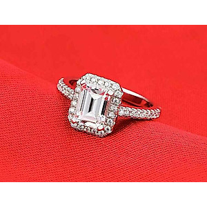 Tenfit Jewelry Women's Ring 18k Gold Plated Square Cubic Zircon Engagement Ring 118,Size:7