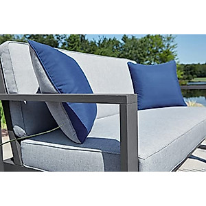 Signature Design by Ashley Fynnegan Outdoor Loveseat with Table, Gray
