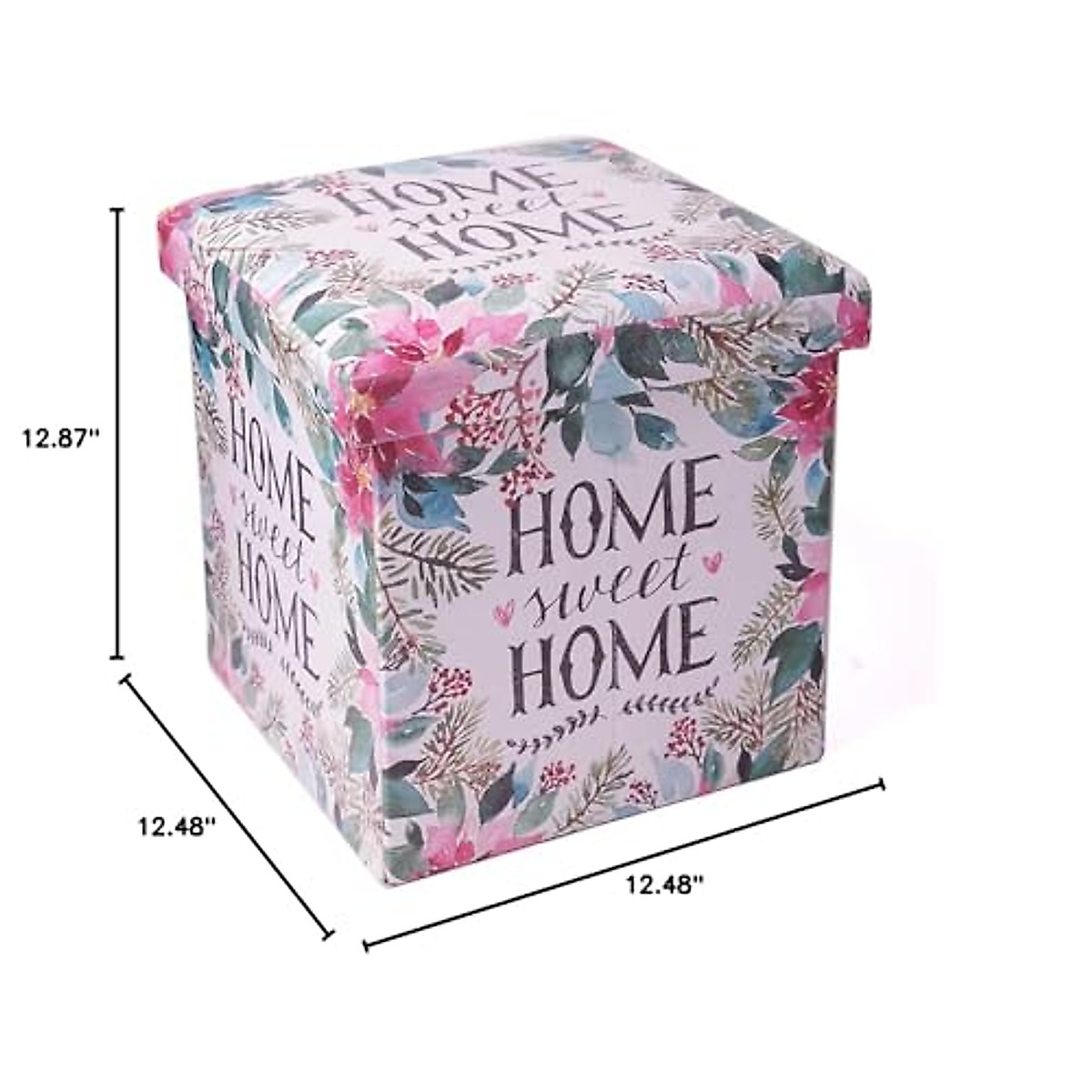 HONCOEN Folding Ottoman Footrest Keepsake Box Modern Decor Gifts Home Statue Sculpture Leather Footstool Arts Crafts 13x13inch