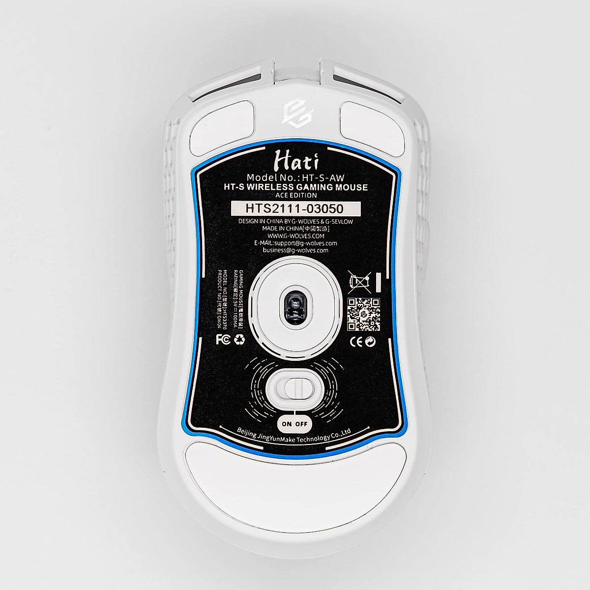 G-Wolves Hati HT-S ACE Wireless Gaming 58 gram Ultra Lightweight Honeycomb Design Mouse(White)