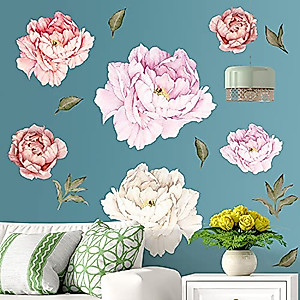 Removable Creative 3D Flower Wall Decal DIY Flowers Wall Decor Floral Wall Peel and Stick Sticker for Girls Teens Nursery Babys Bedroom Living Room Home Offices Kids Room Decoration (Peony)