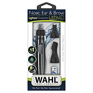 Wahl Lithium Powered Lighted Ear, Nose, & Brow Trimmer – Painless Eyebrow & Facial Hair Detail Personal Trimmer – Model 5546-400