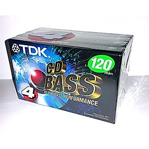 TDK CD Heavy Bass Performance 120 Minutes Audio Cassette Tapes - 4 Pack