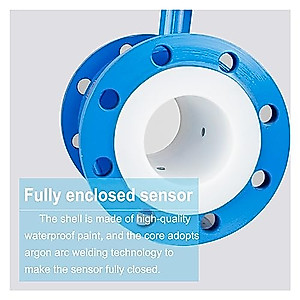 XAXAX Water Flow Meter, Water Flow Meter RS485 4-20mA, Digital Liquid Electromagnetic Flowmeter for Sewage Wastewater Seawater Mud Acid-Alkali Solution,Gallon, QTS, PTS, L, m³(DN50)