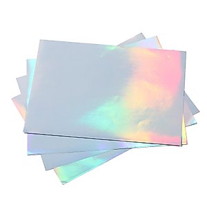 22 Sheets Holographic Sticker Paper, A4 Size 8 x 12in Dries Quickly Printable Holographic Stick Adhesive Paper for Inkjet Printers, Photocopiers, Printers
