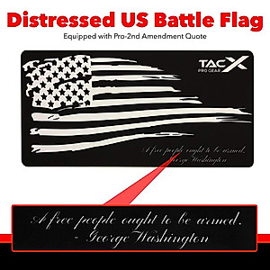 Gun Cleaning Mat | 12 x 24 Inch | 2A Tattered Distressed US Flag | 3mm Padded Non-Slip | Oil & Solvent Resistant Pistol or Rifle Build Pad | Large Workbench or Shooting Mat | Gun Cleaning Kit Add-On