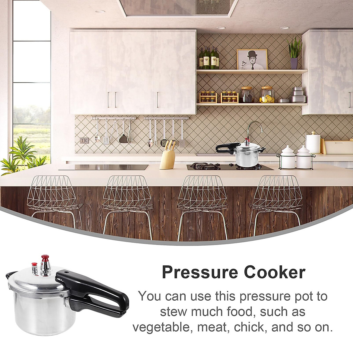 DOITOOL Aluminum Pressure Cooker 16cm/6.3inch Bottom Mini Pressure Cooker for Gas Stove Induction Cooker, Silver