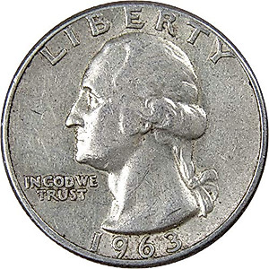 1963 Washington Quarter AG About Good 90% Silver 25c US Coin Collectible