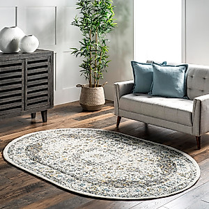 nuLOOM Paisley Verona Vintage Persian Area Rug, 3' x 5' Oval, Grey