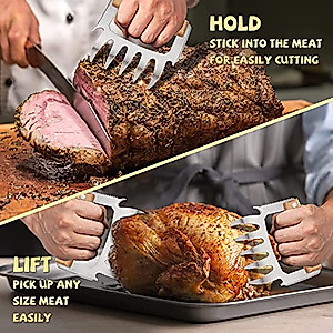 Meat Claws For Shredding - BBQ Grill Claws Stainless Steel Pulled Pork Chicken Shredder Claws Tool Metal Cooking Smoker Accessories Barbecue Birthday Gifts Ideas For Men Women Dad BBQ Enthusiasts