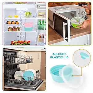 trrcylp 3Pack Collapsible Silicone Food Storage Containers with Lid 17OZ Foldable Airtight Lunch Bowls Camping for Microwave Freezer Dishwasher Safe Round 500ml