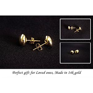 Silver Smile - 14K Solid Yellow Gold Ball Earrings for Women and Girls, Light Weight Studs, Attractive Butterfly Back Design, Ideal Gift for Loved Onces, Comes in 3mm/ 4mm/ 5mm/ 6mm/ 7mm/ 8mm