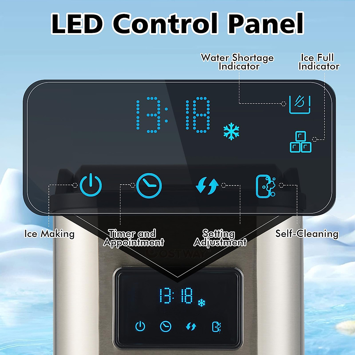 DORTALA Nugget Ice Maker Portable Ice Maker Countertop w/Self-Cleaning, 2 Ways Water Refill, 12H Appointment Function, 60 Lbs/24H, Stainless Steel Ice Machine for Home, Party, Bar, Office