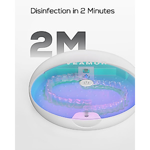 VEAMOR UVC Retainer Case Upgraded, Case Compatible for Invisalign 500mAh Battery Powered with Travel Bag, Dental Braces Case Slim with Vent Holes - White&Green