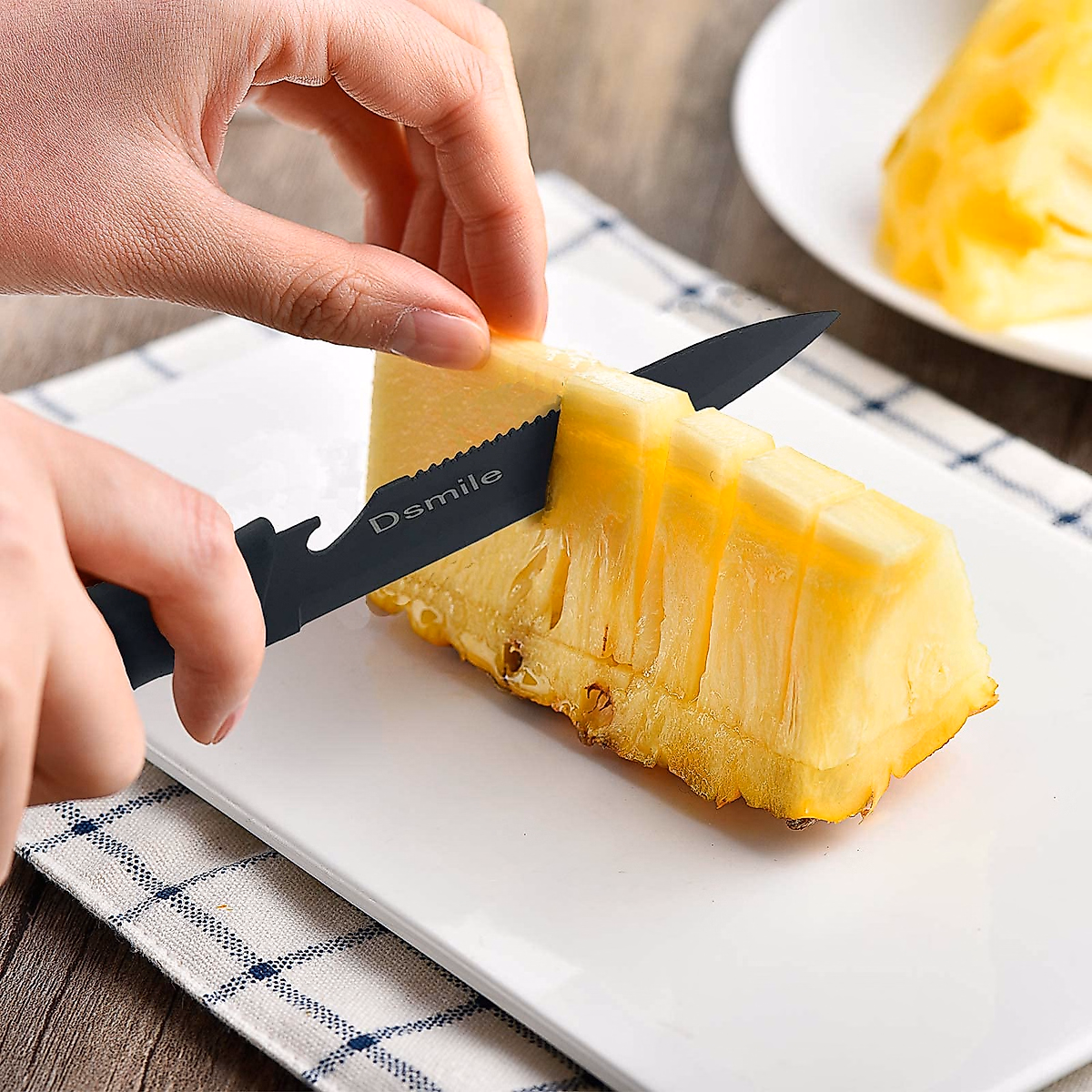 Dsmile 3 Pieces Stainless Steel Kitchen Knife Set (Chef Knife, Utility Knife, Paring Knife) with Clad Dimple and Knife Covers, For Chef Cooking Cutting