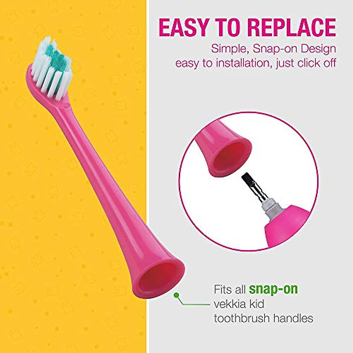 4-Pack Replacement Toothbrush Heads for Sonic V200 Rechargeable Kids Electric Toothbrushes, 7X More Plaque Removal, End-Rounded Soft Bristles, Comfortable & Efficient Clean Teeth, Perfect for Kids
