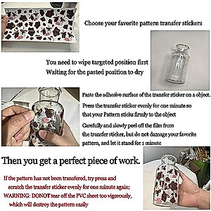 Myhiju 5 Sheets UV DTF Transfer Sticker for 16OZ Libbey Glass Cups, UV DTF Cup Wrap Transfer Cup Stickers Clear Film Transfer Paper Mug Stickers Waterproof DIY Rub on Transfers for Crafts Decals (Style3)