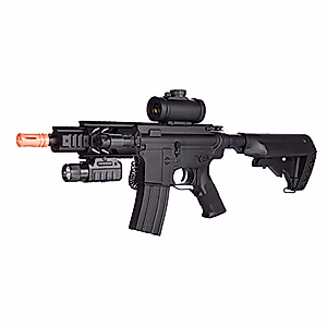 Golden Ball & DE M4 CQC Fully Automatic Electric AEG Airsoft Rifle w/Flashlight and Scope (Battery & Charger Included)