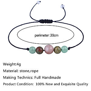 Multistyle Healing Crystal Stone Bead Strand Card Bracelets Handmade Adjustable Wax Rope Yoga Amethyst Tigereye Chakra Bracelets for Women Men Meditation Relax Anxiety Jewelry Gift (Fertility)