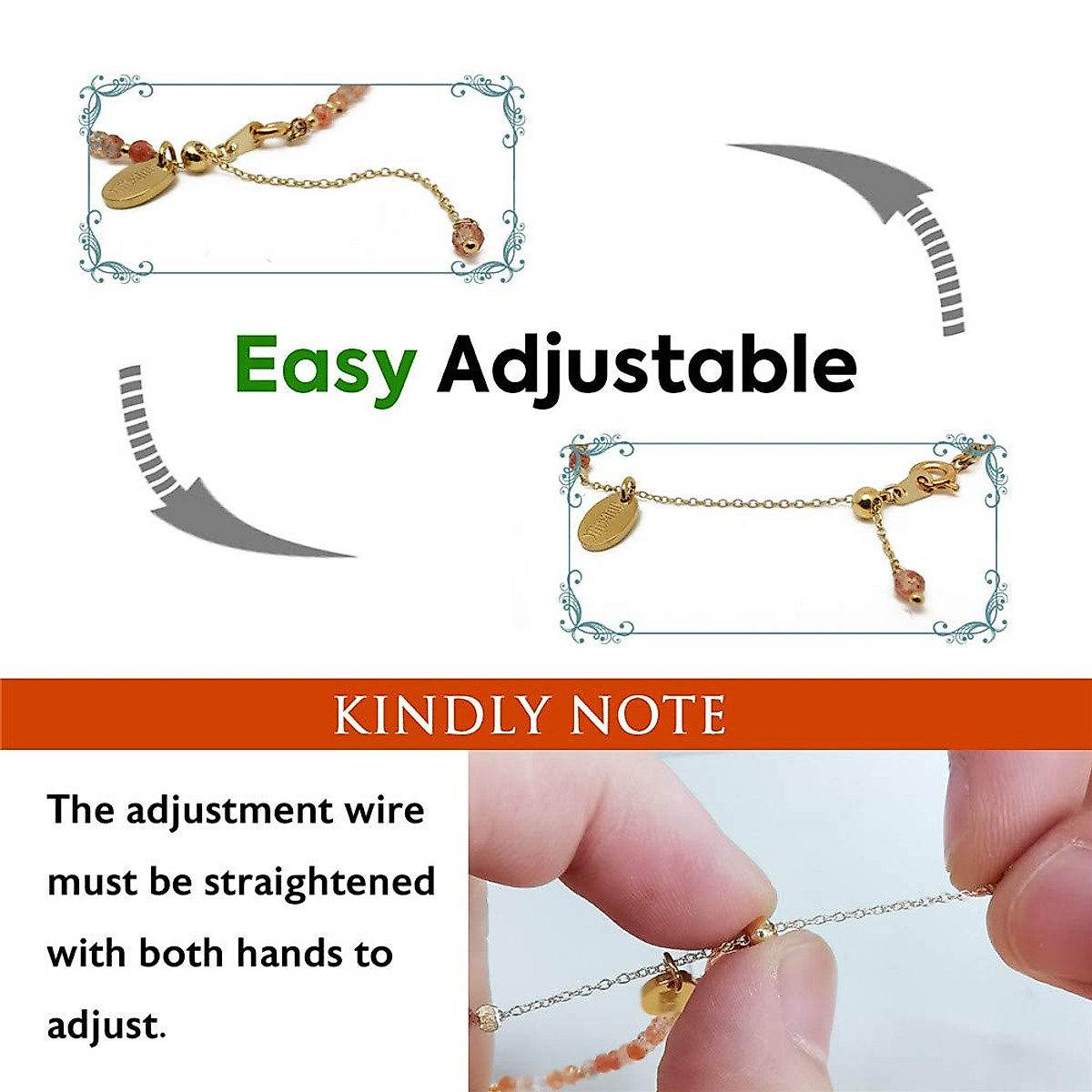 Morchic 3mm Green Peridot Gemstone Faceted Beads Womens Strand Bracelet, Easy Adjustable 7-9 Inch Birthday Gift