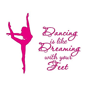 Girl Room Ballet Dancer Wall Decal Dancing is Like Dreaming with Your Feet Dance Wall Sticker Living Room Dance Room Mural Bedroom Wall Art Decor TM-79 (Blush Pink)
